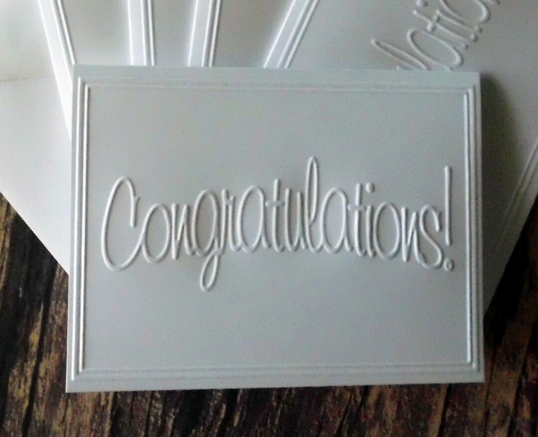 Congratulations Card Set of 5, White Embossed Congratulations Note ...