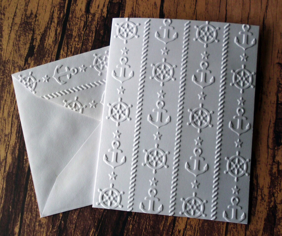 Nautical Cards Set of 5 Anchor Cards Ship Wheel Note Cards - Etsy