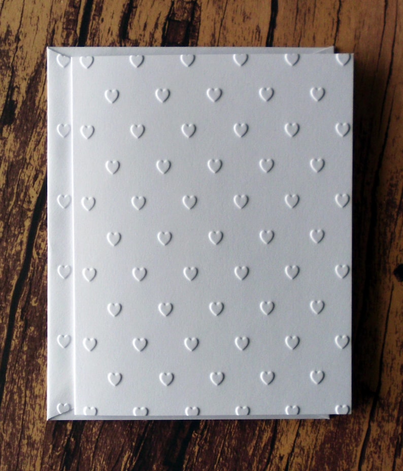 Embossed Heart Cards Set of 5 White Embossed Note Cards | Etsy