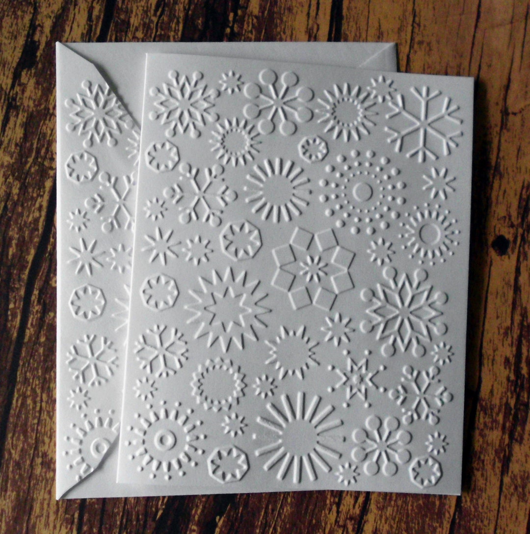 10 Embossed Snowflake Cards, Winter Stationery, White Embossed ...
