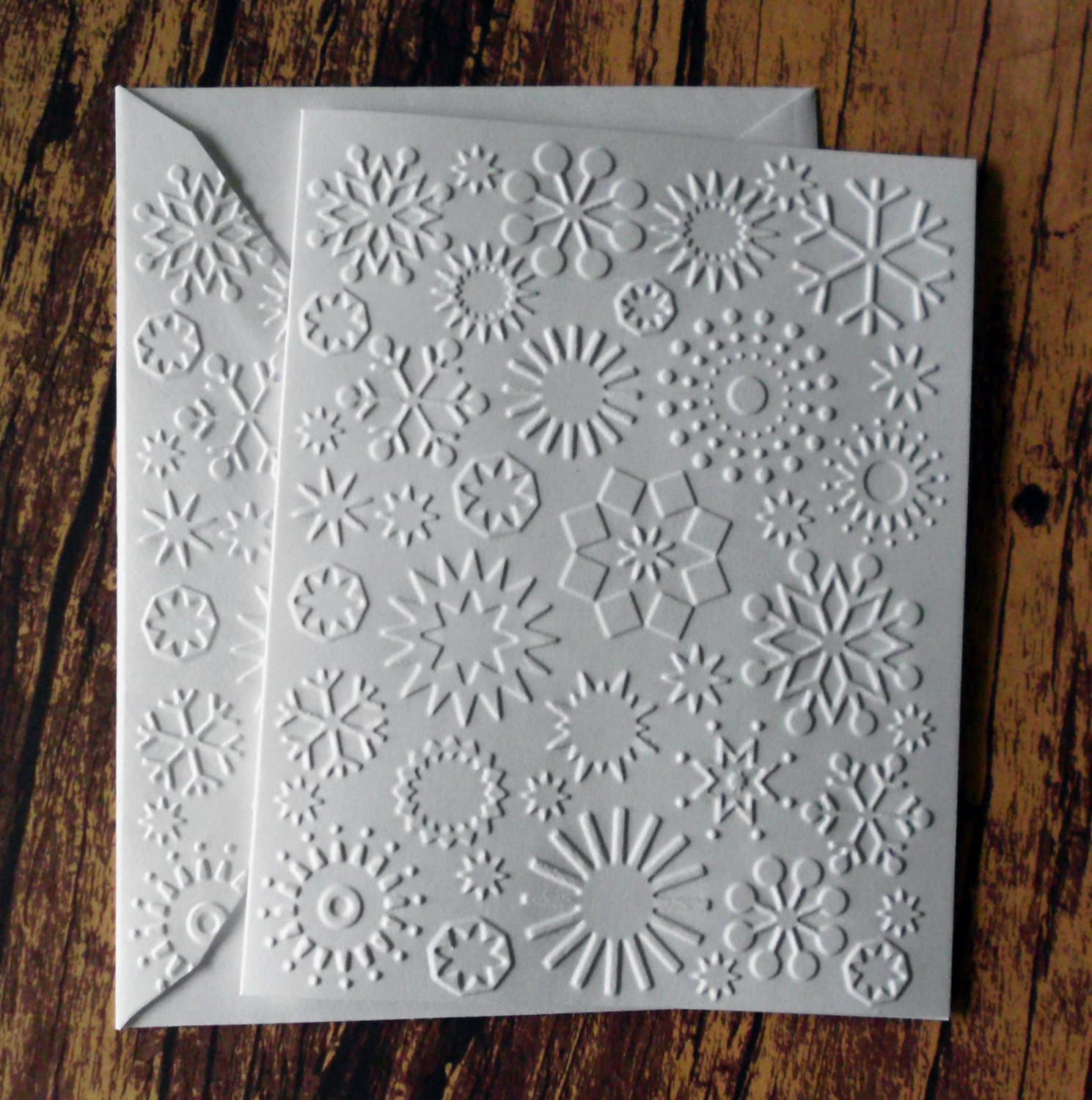 10 Embossed Snowflake Cards, Winter Stationery, White Embossed ...