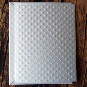 Tiny Heart Cards, Set of 5, Embossed Note Cards, White Embossed Heart ...