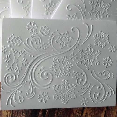 Snowflake Cards Set of 5 White Embossed Christmas Cards - Etsy
