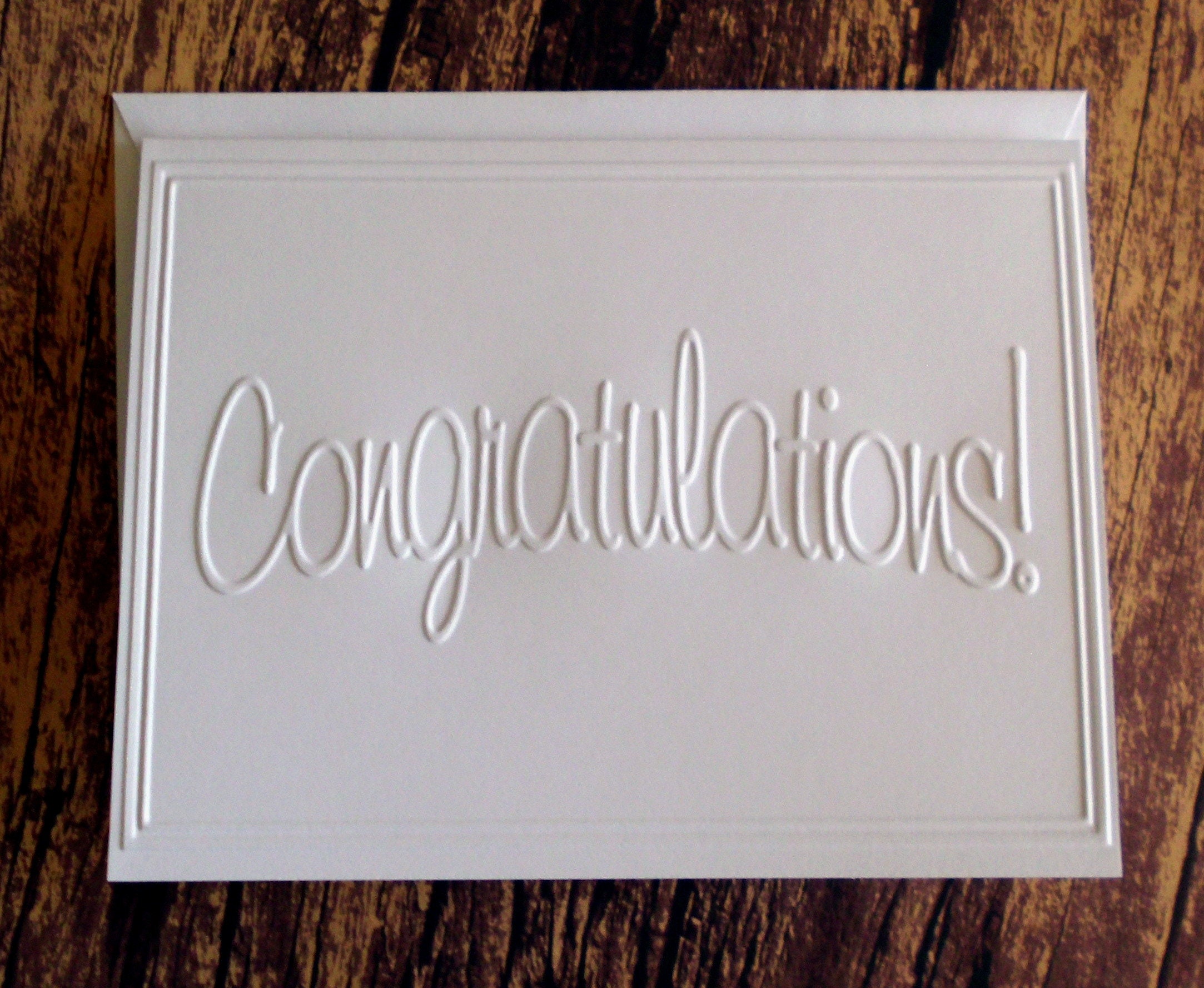 Congratulations Card Set of 5 White Embossed Congratulations | Etsy