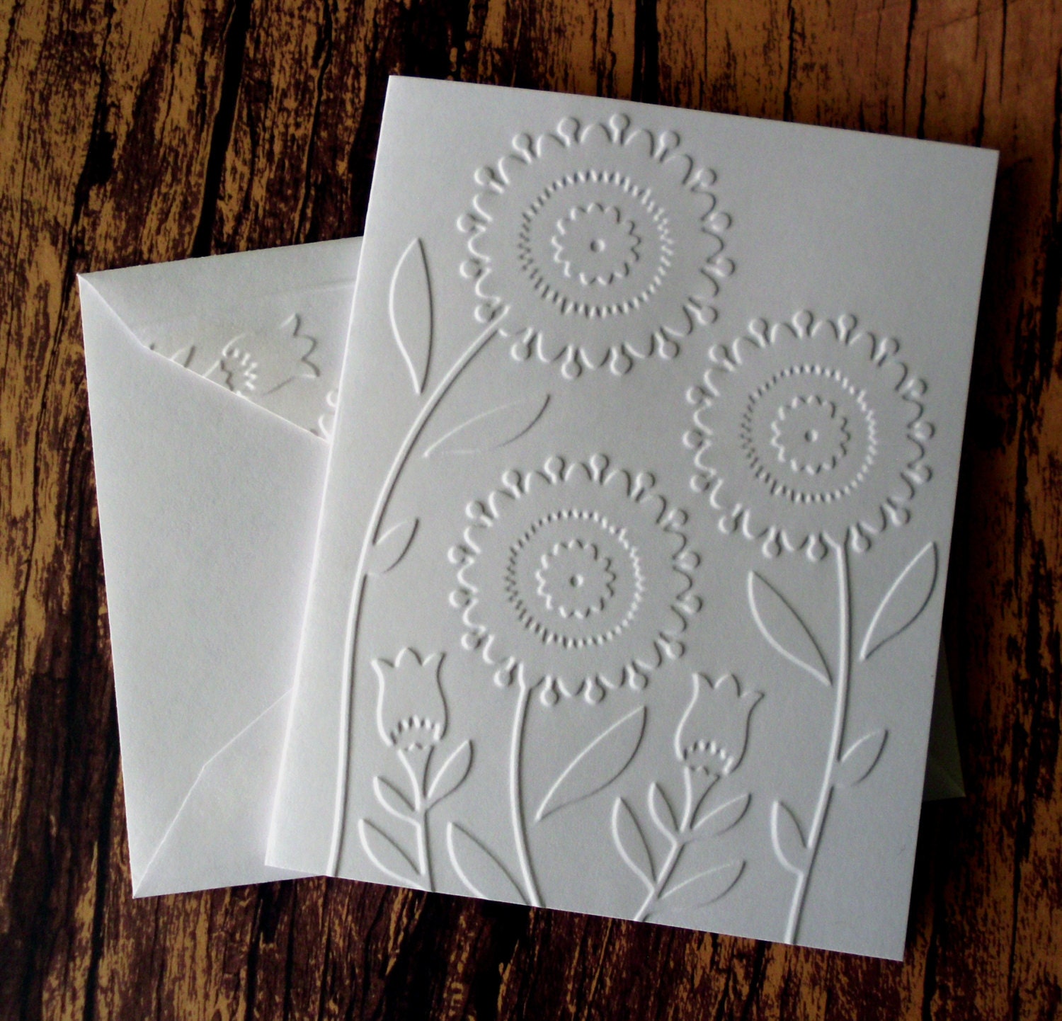 Embossed Flower Cards Set of 5 Floral Trio Cards Greeting | Etsy
