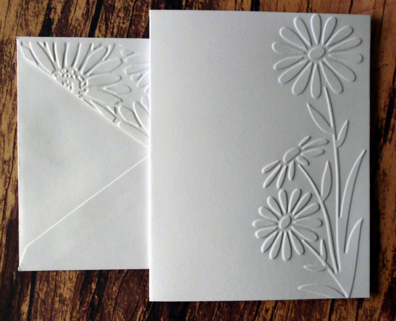 Daisy Cards Set of 5 White Embossed Daisy Note Card Set | Etsy