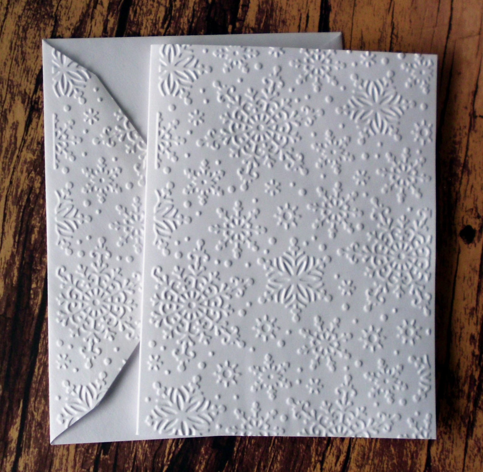 Snowflake Cards Set of 5 White Embossed Christmas Cards - Etsy