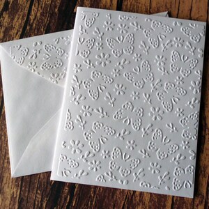 Butterfly Cards, Set of 5, White Embossed Butterfly Card, Blank ...