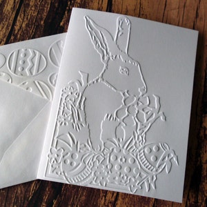 Easter Bunny Cards, Set of 5, Embossed Easter Greeting Cards, Blank ...