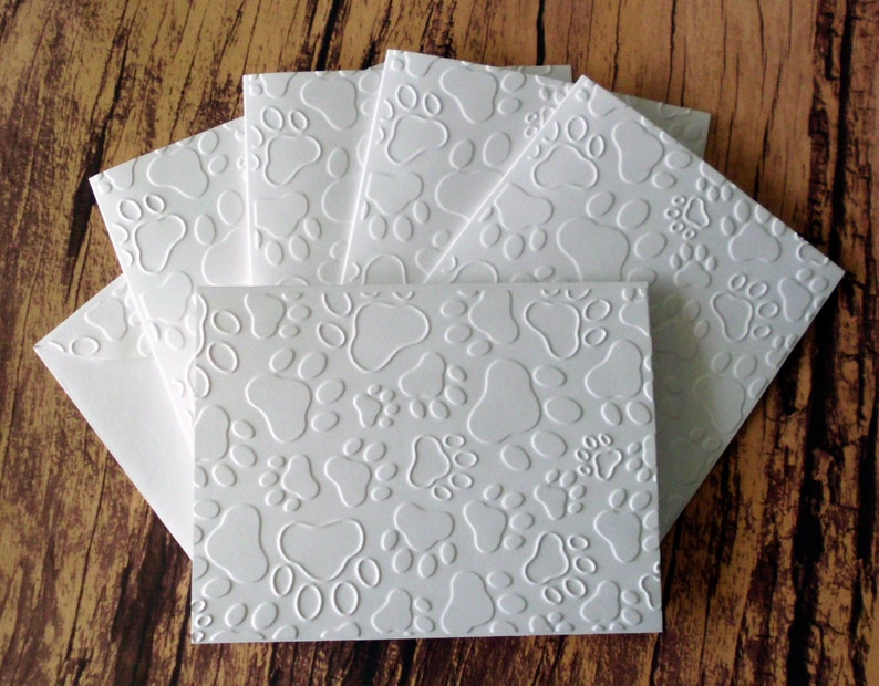 Embossed Paws Card Set of 5, Embossed Paw Print Note Cards, Gift for ...