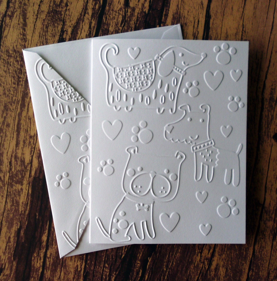 Dog Cards, Set of 5, Embossed Puppy Note Card Pack, Gift for Dog Lovers ...