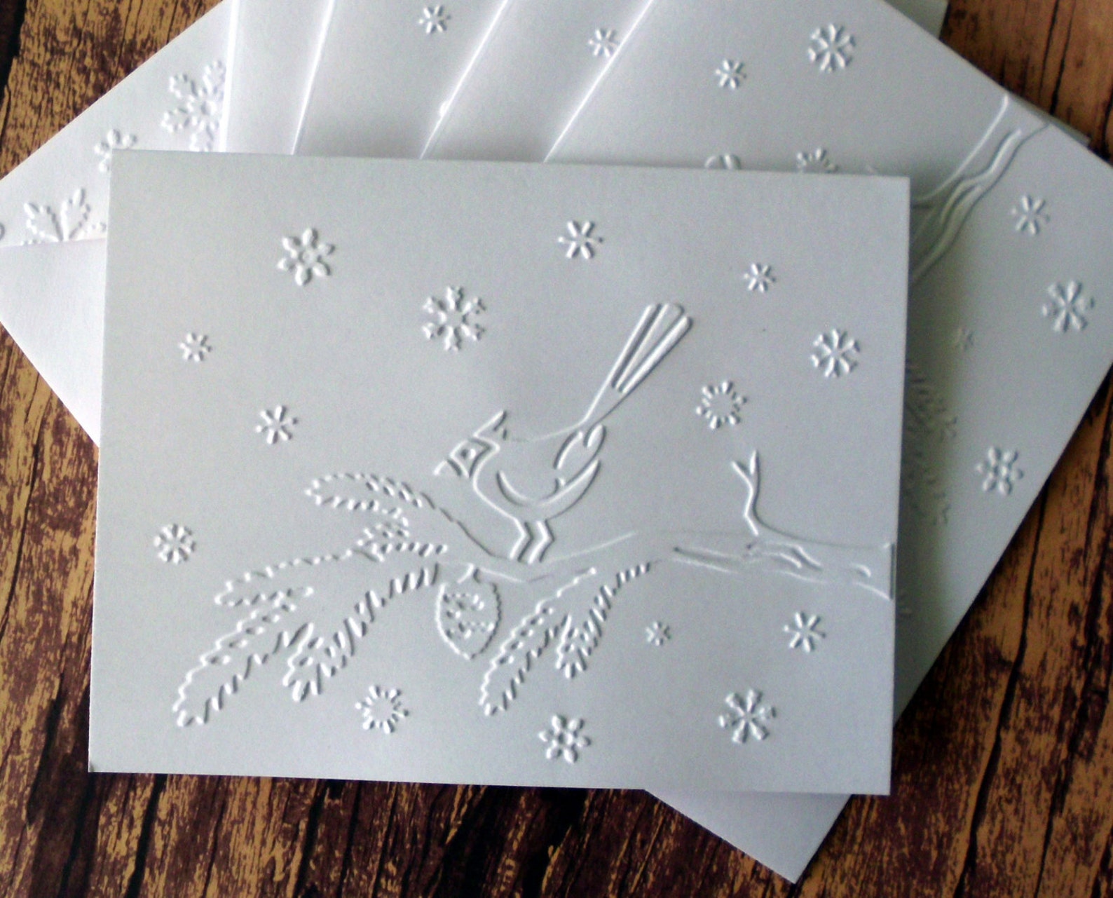 Winter Bird Card Set of 5 Winter Note Card Set White | Etsy