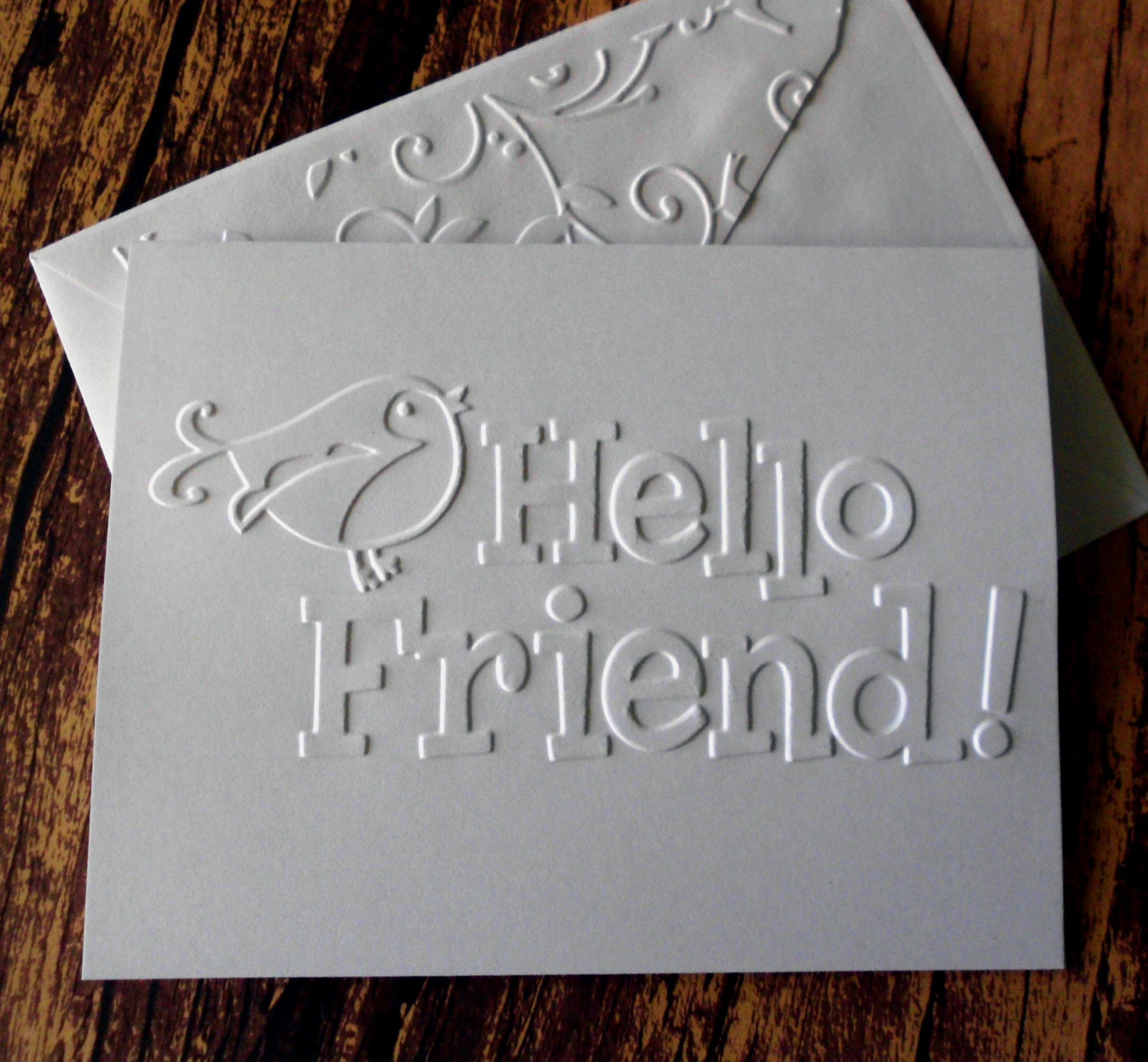 Hello Friend Cards, Set of 5, Blank, Embossed Note Cards, Greeting ...