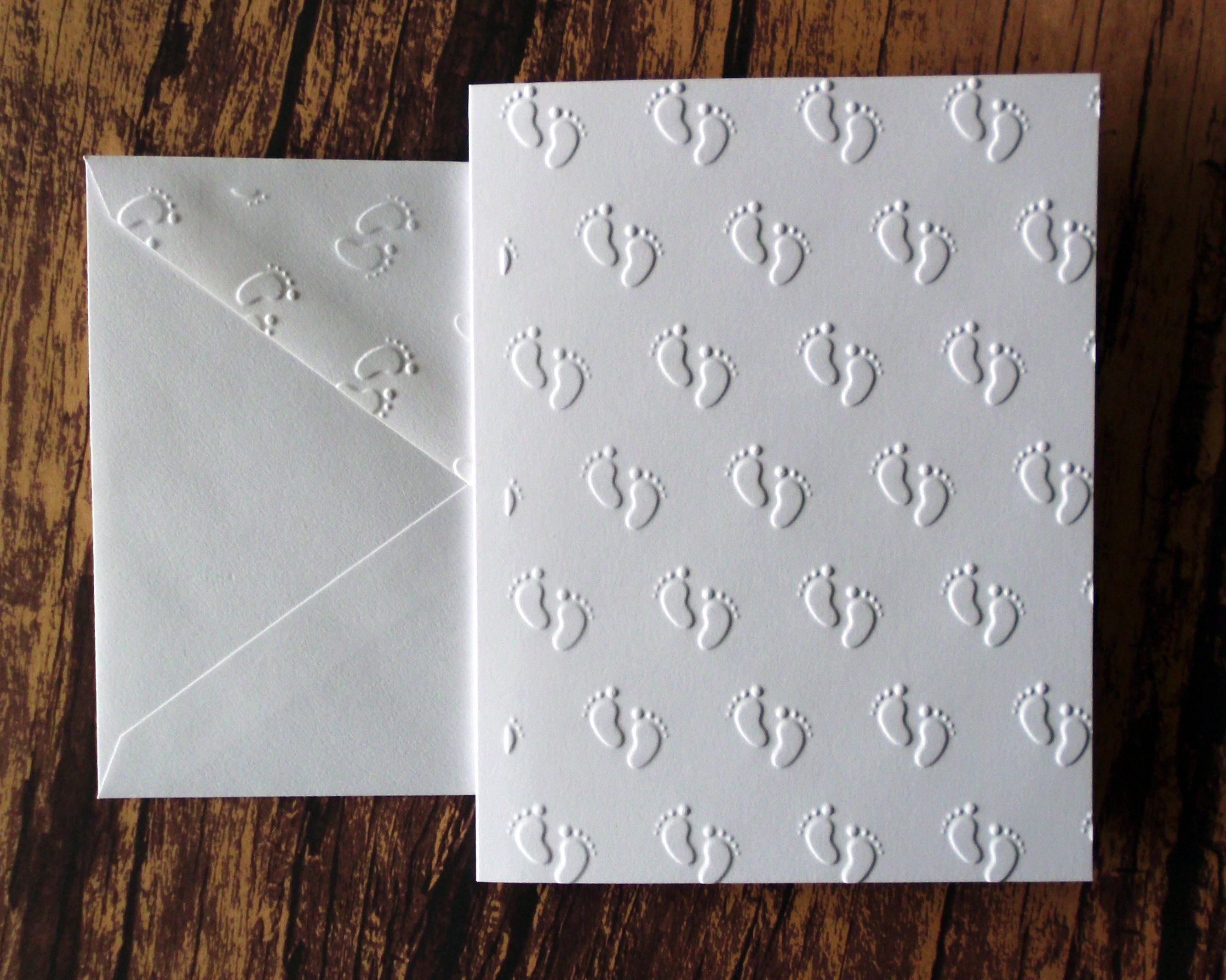 Embossed Baby Feet Cards Set of 5 Baby Footprint Cards Baby | Etsy