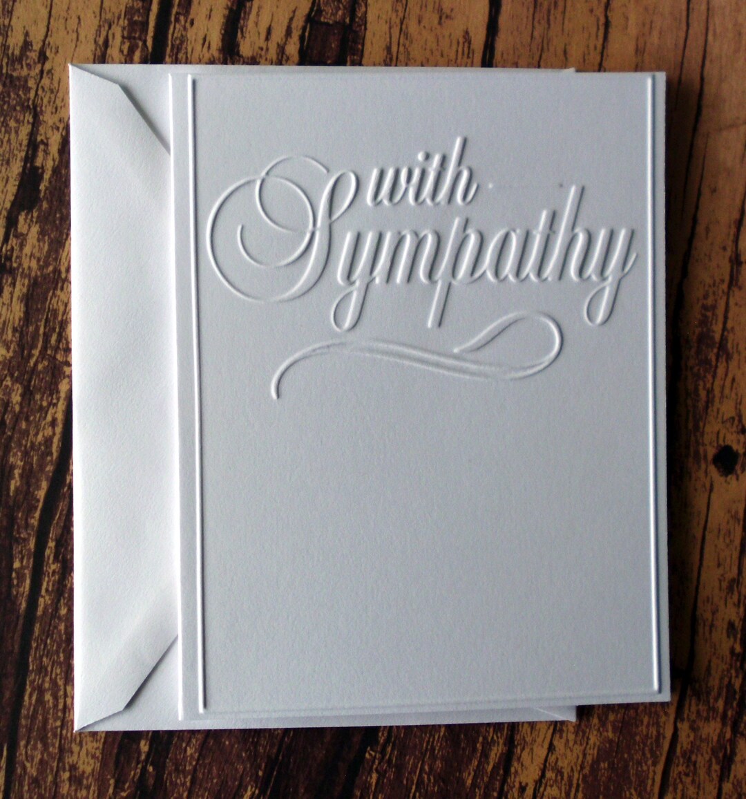 With Sympathy Cards, Set of 5, White Embossed Sympathy Greeting Cards ...