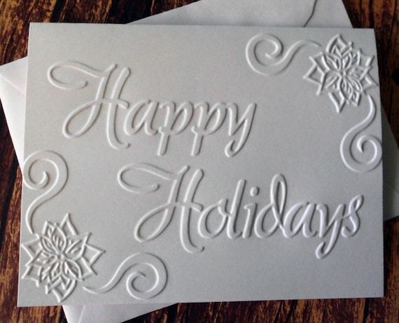 5 Christmas Cards Happy Holidays Greeting Card Set White | Etsy