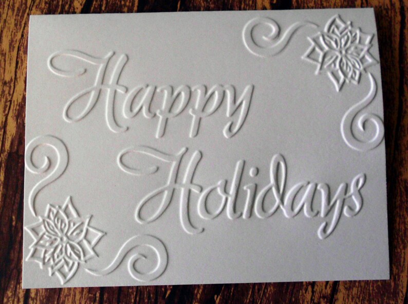 5 Christmas Cards Happy Holidays Greeting Card Set White | Etsy