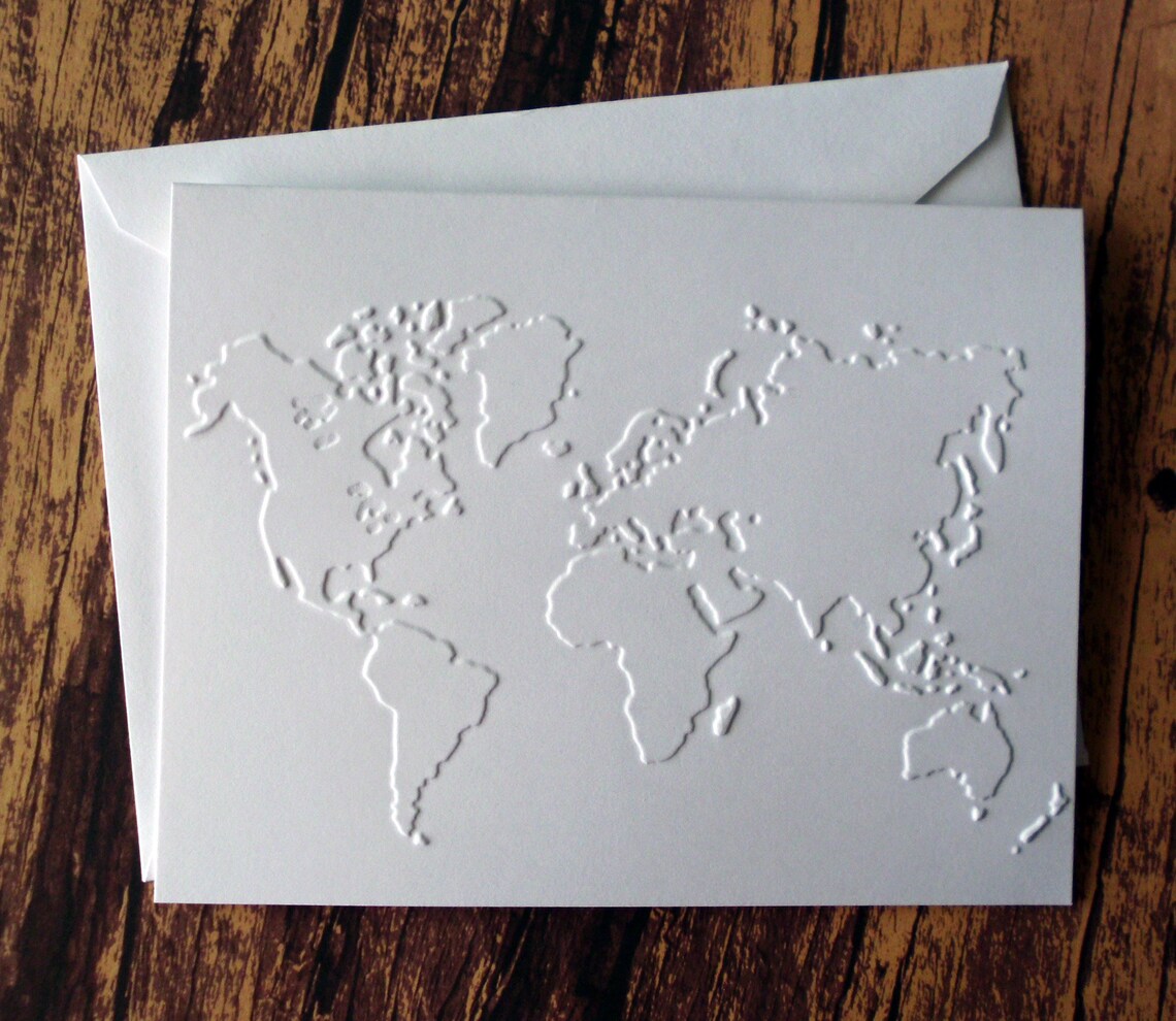 World Map Cards Set of 5 Blank Traveler Note Cards Map - Etsy