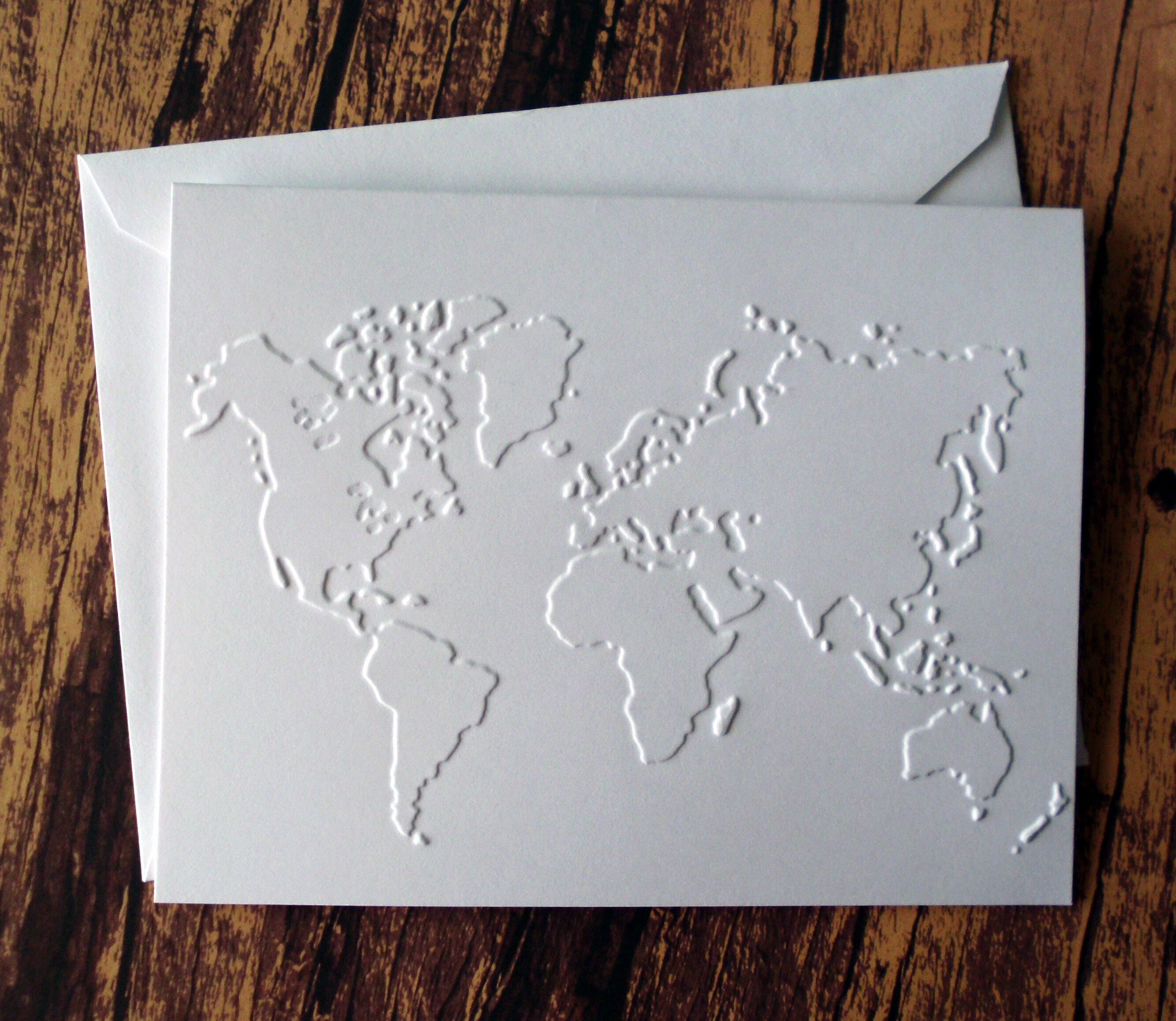 World Map Cards Set of 5 Blank Traveler Note Cards Map | Etsy