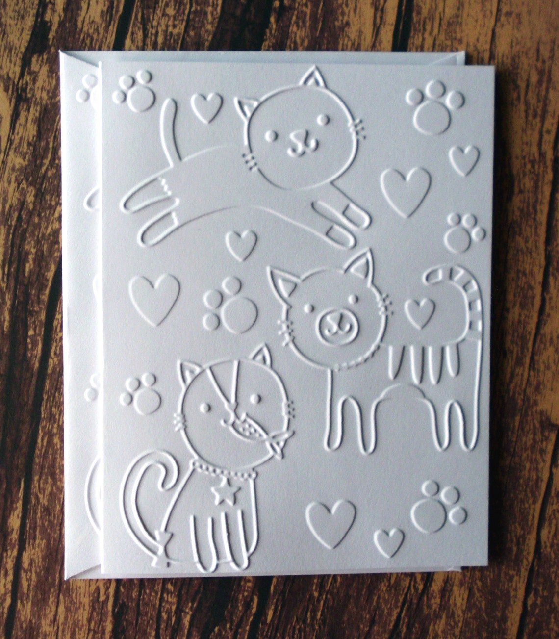 Cat Cards Set of 5 Embossed Kitty Note Card Pack Gift for - Etsy