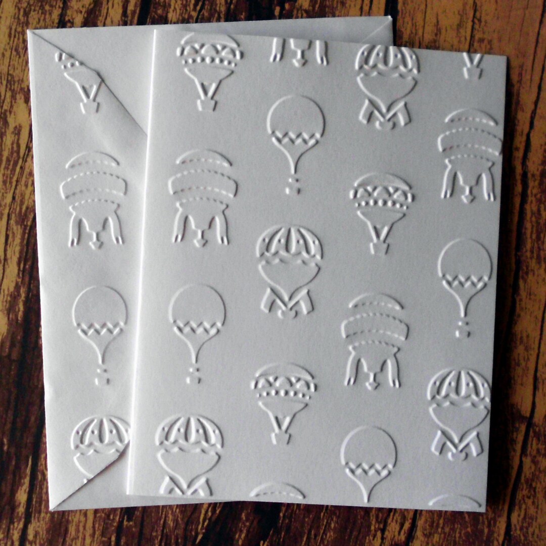 Hot Air Balloon Cards, Set of 5, Embossed Note Cards, Blank Greeting ...