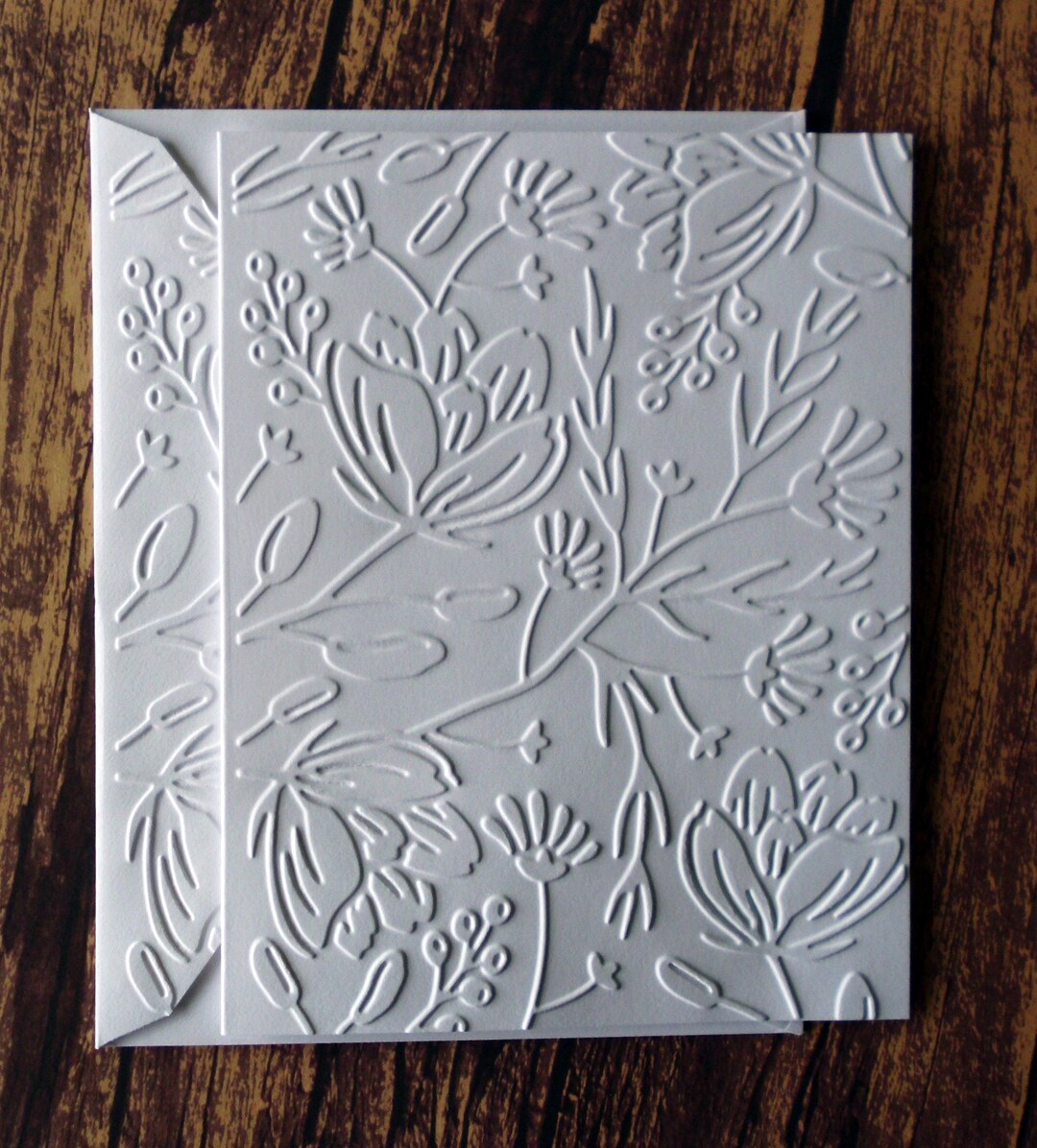 Flower Cards, Set of 5, Blank Flower Note Cards, White Embossed ...