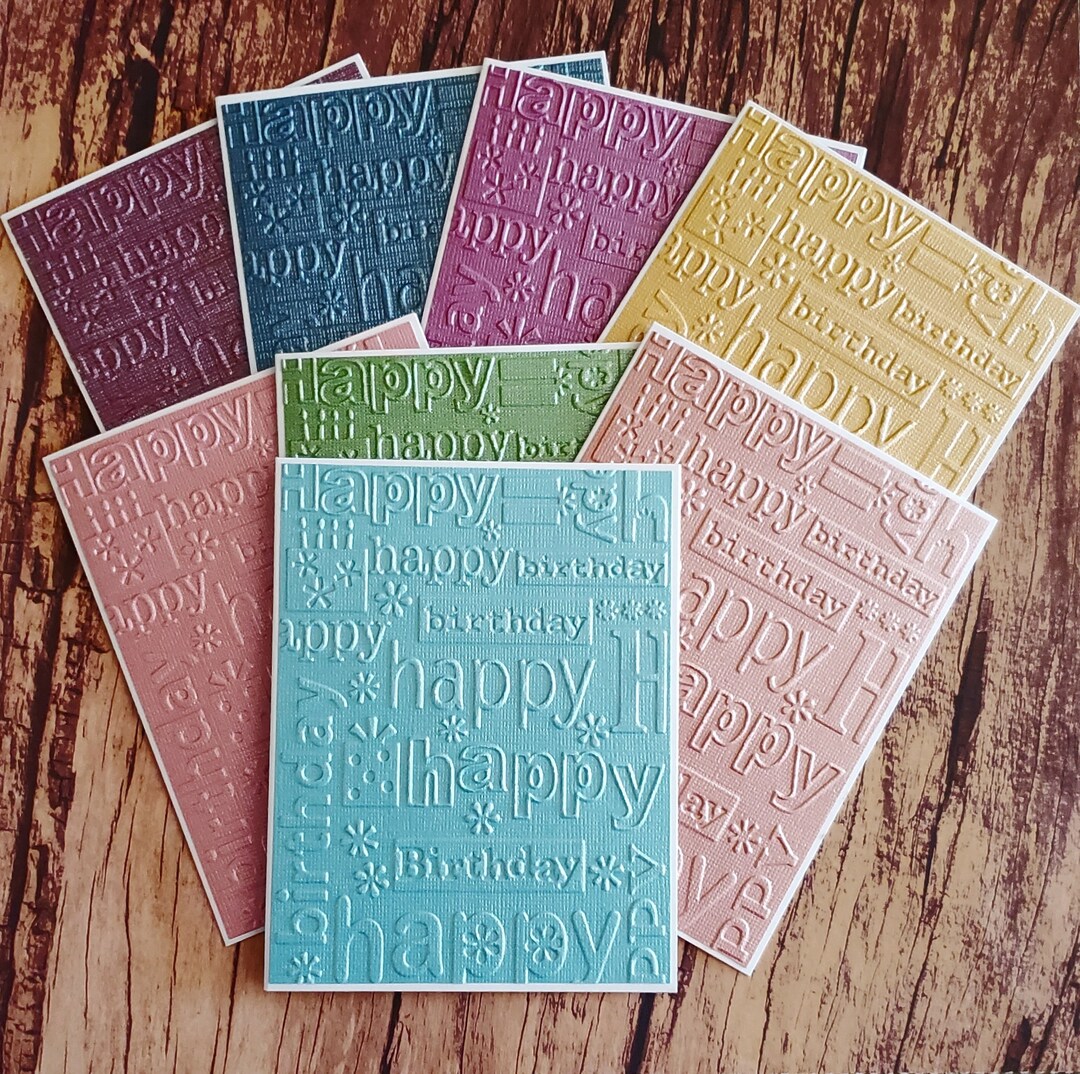 Embossed Birthday Card Assortment, Set of 8, Handmade Greeting Cards ...