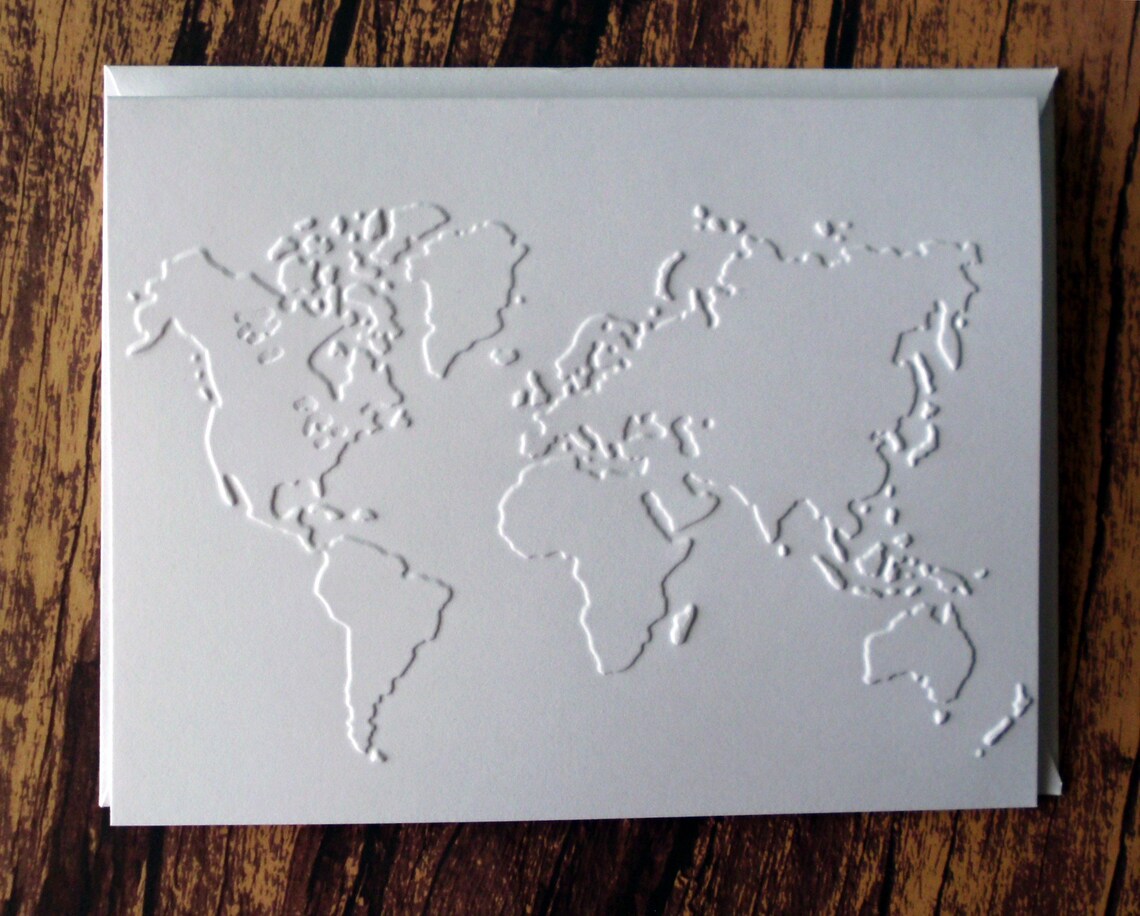 World Map Cards Set of 5 Blank Traveler Note Cards Map | Etsy