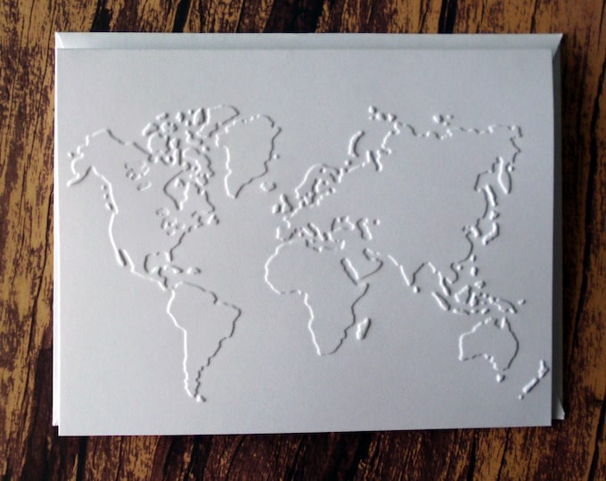 World Map Cards, Set of 5, Blank Traveler Note Cards, Map Greeting ...