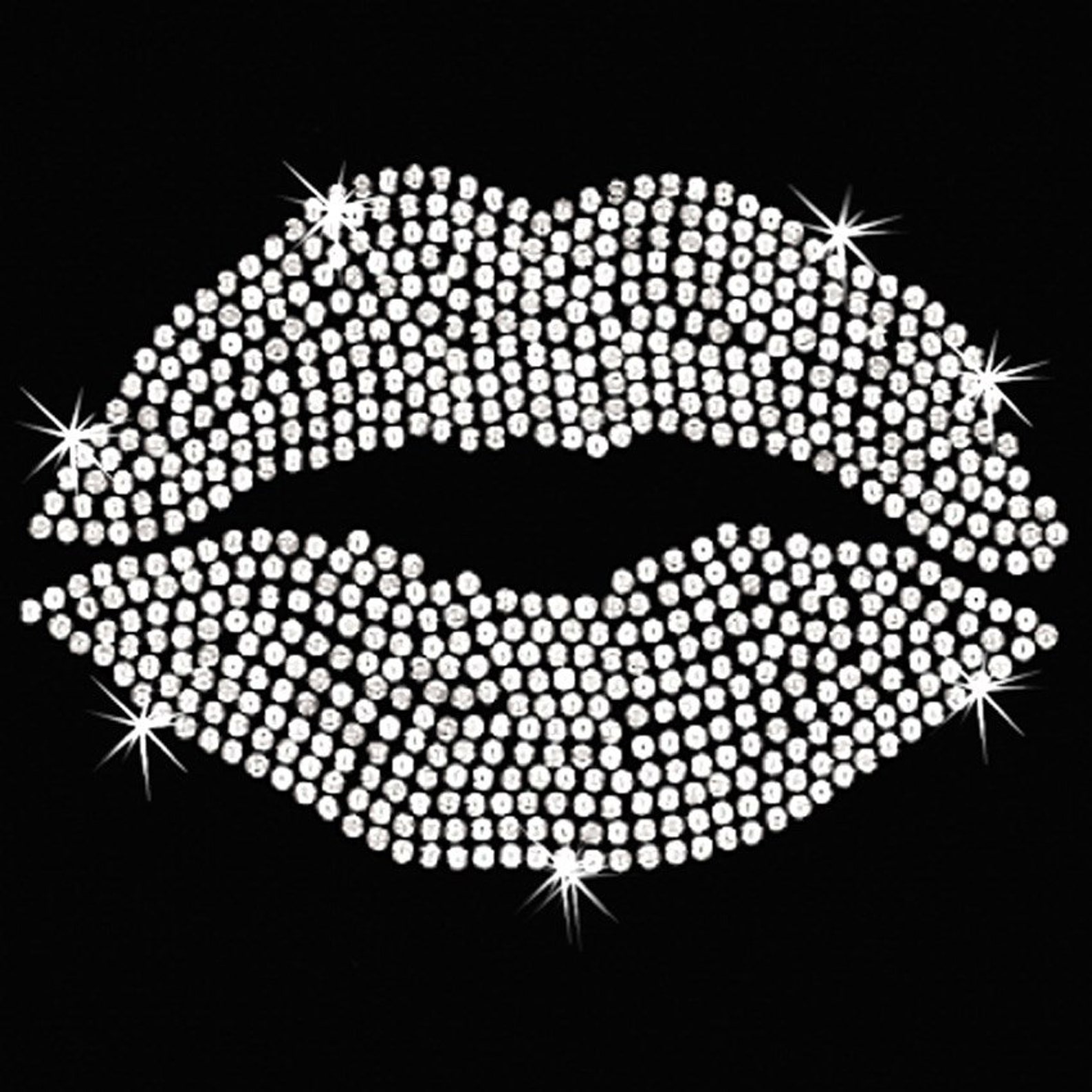 Lips Angel Wings Rhinestone Sequin Glitterv Neck Long Sleeve Womens Tee ...