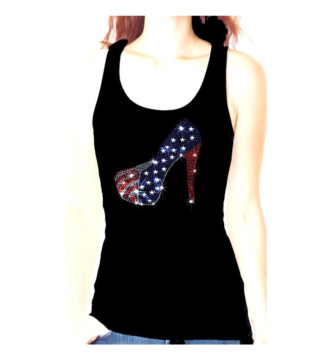 High Heel Flag Shoe Rhinestone Election Womens Bling Glitter Memorial ...