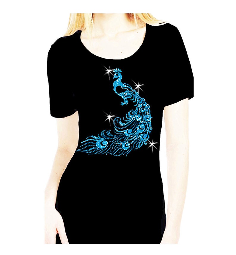 Peacock Rhinestone Glitter Womens Bling Tee Shirt - Etsy