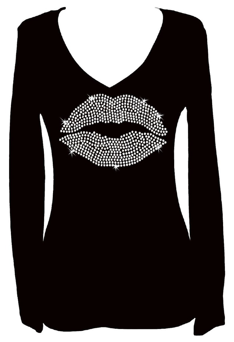 Lips Angel Wings Rhinestone Sequin Glitterv Neck Long Sleeve - Etsy