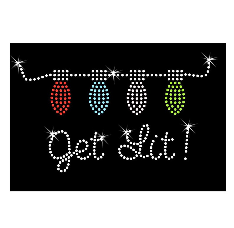 Get Lit Rhinestone Funny V Neck Long Sleeve Womens Chrsitmas Tee Shirt ...