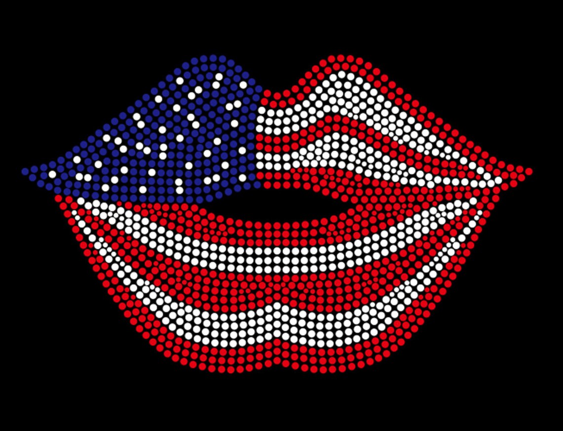 Lips Flag Fourth of July Rhinestone Memorial Veterans Day | Etsy