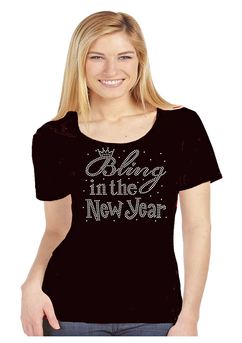New Years Christmas Rhinestone Bling Womens Bling Tee Shirt - Etsy