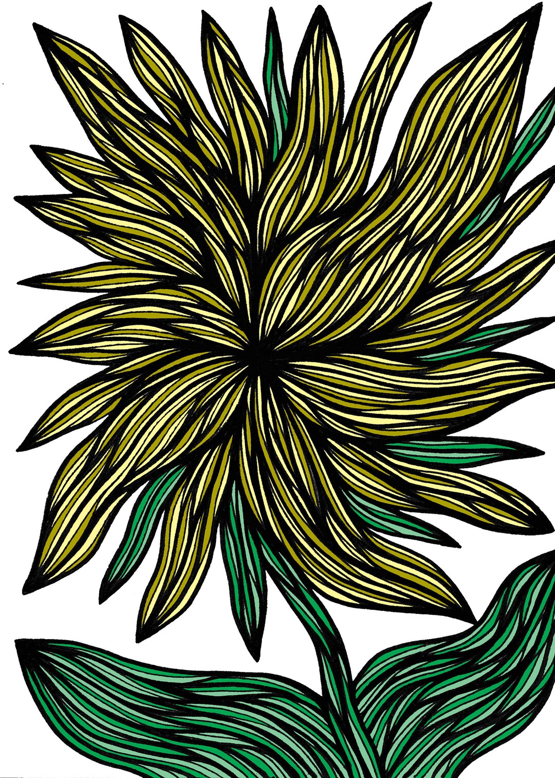 Solar Bloom: the Grandeur of a Big Yellow Flower Art Print - Etsy