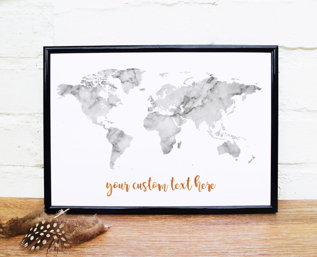 Marble World Map Wall Art Custom Quote Print Marble Texture - Etsy UK