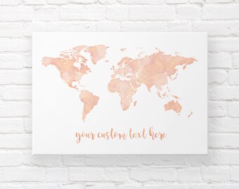 Rose Gold World Map | Etsy