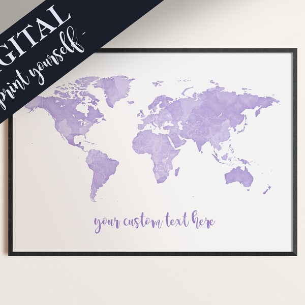 Purple World Map - Etsy