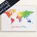 Digital Pride World Map Rainbow Watercolour Map Custom Quote Print ...