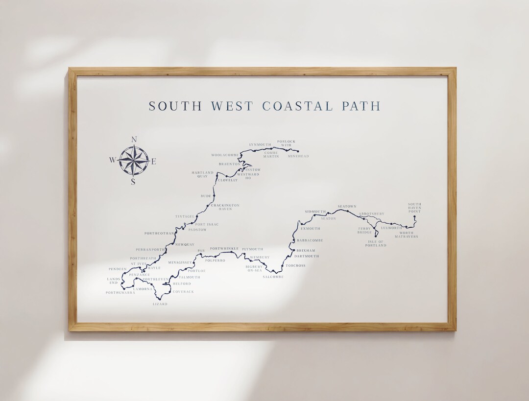 South West Coast Path DIGITAL DOWNLOAD, Printable Cornwall Devon St ...