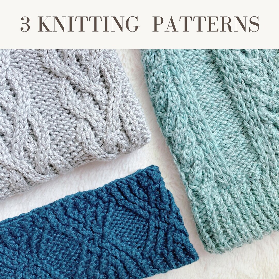 3 Cable Knitting Patterns Bundle, Women's Patterns, Knitted Headband ...