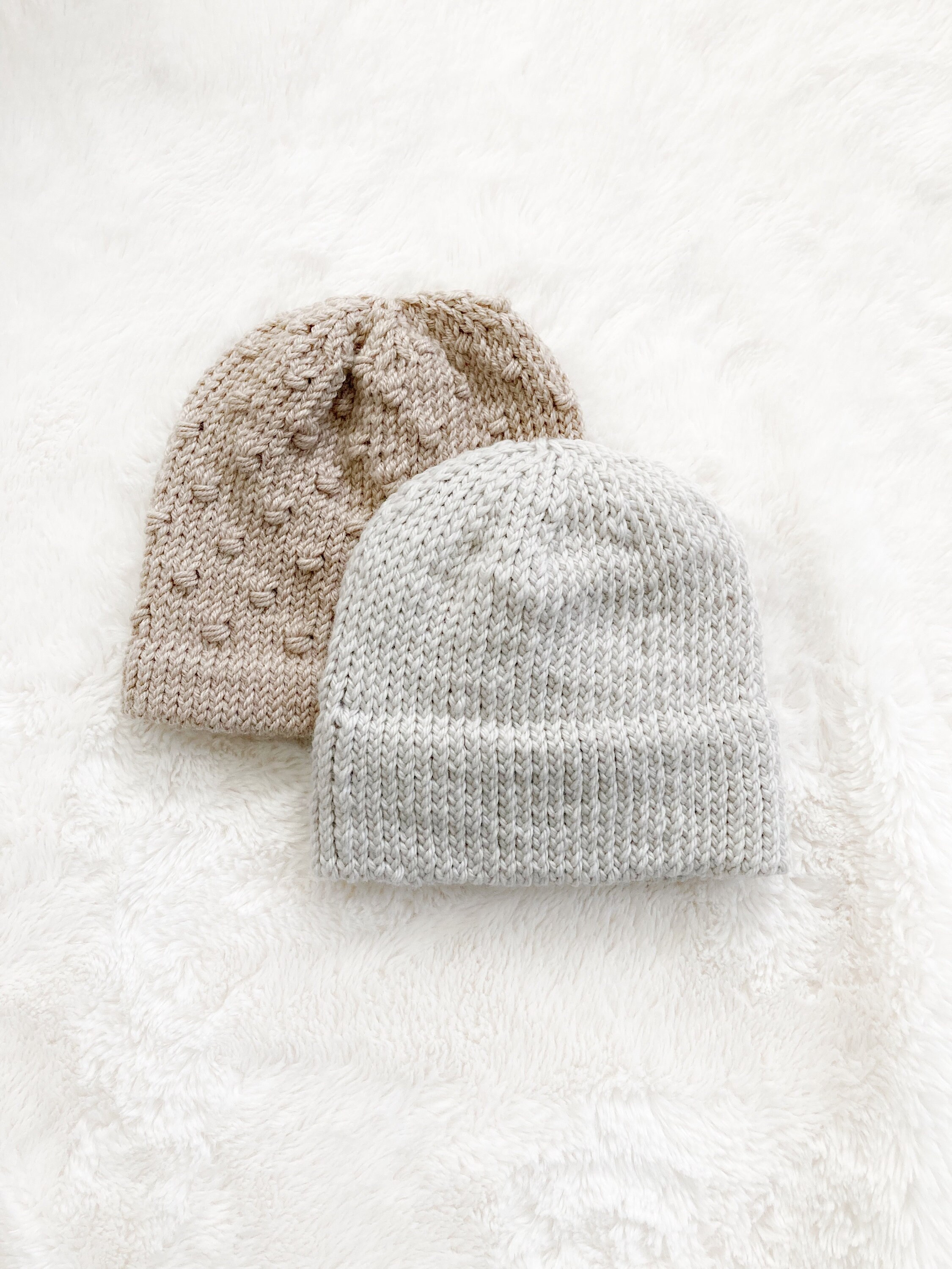 2 Knit Baby Beanie Patterns: Raine Londynn Hat Designs, Newborn 0-3 ...