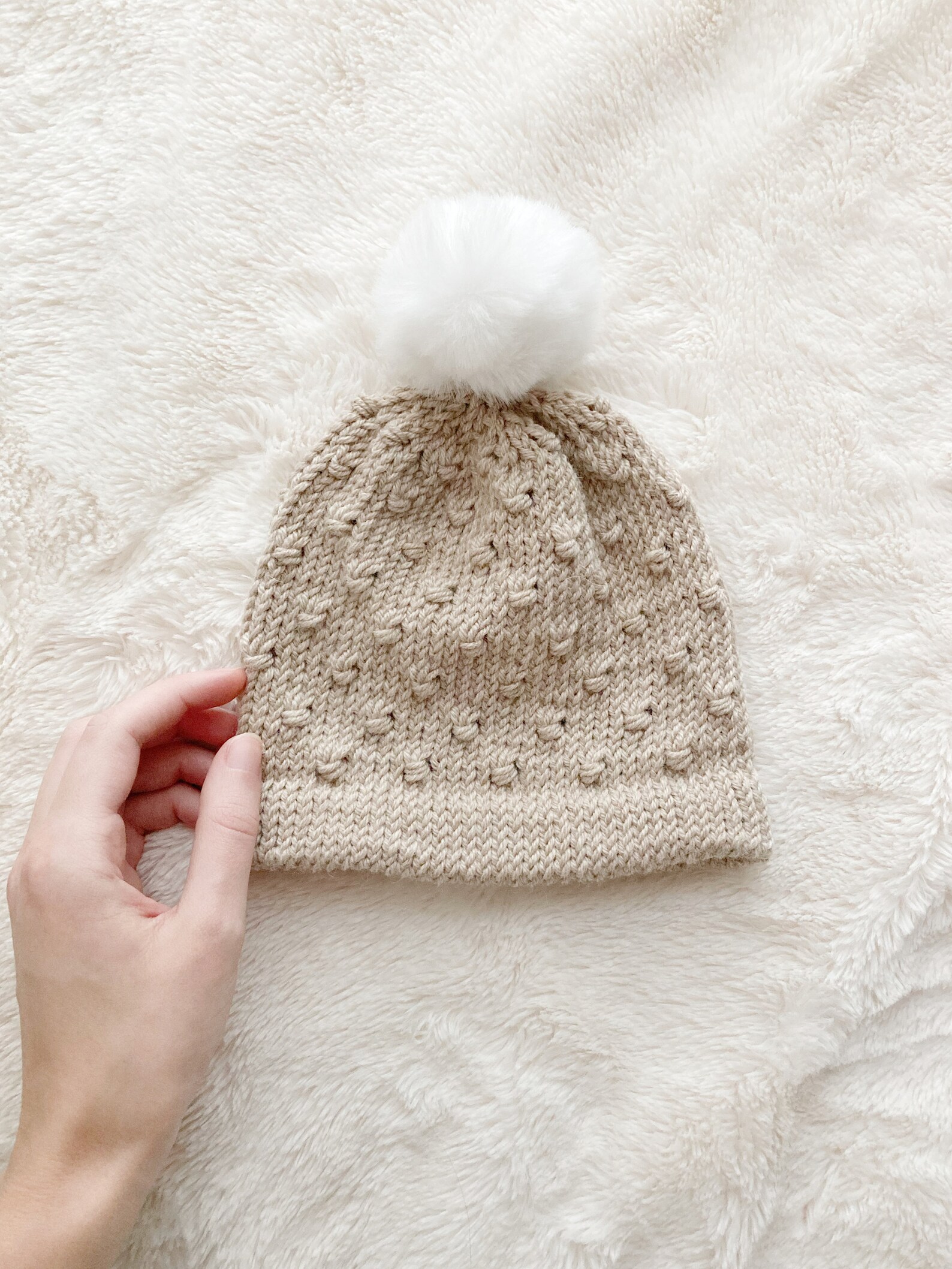 Knit Hat Pattern for Baby: Bobble Stitch Beanie, Newborn 0-3 Months, DK ...