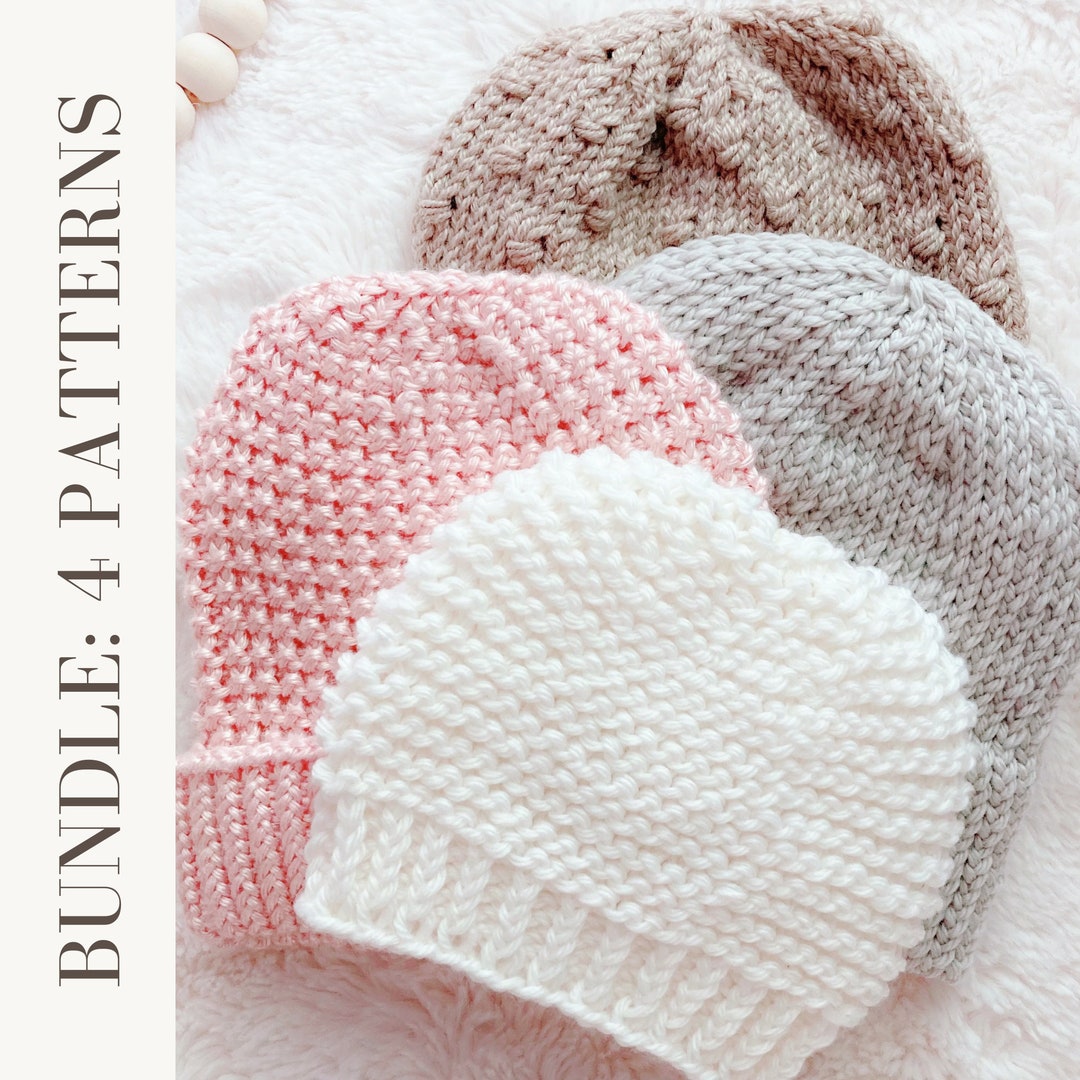 Baby Hat KNITTING PATTERN Bundle, Easy Beginner-intermediate Projects ...