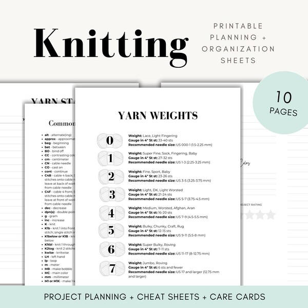 Knitting Cheat Sheet - Etsy