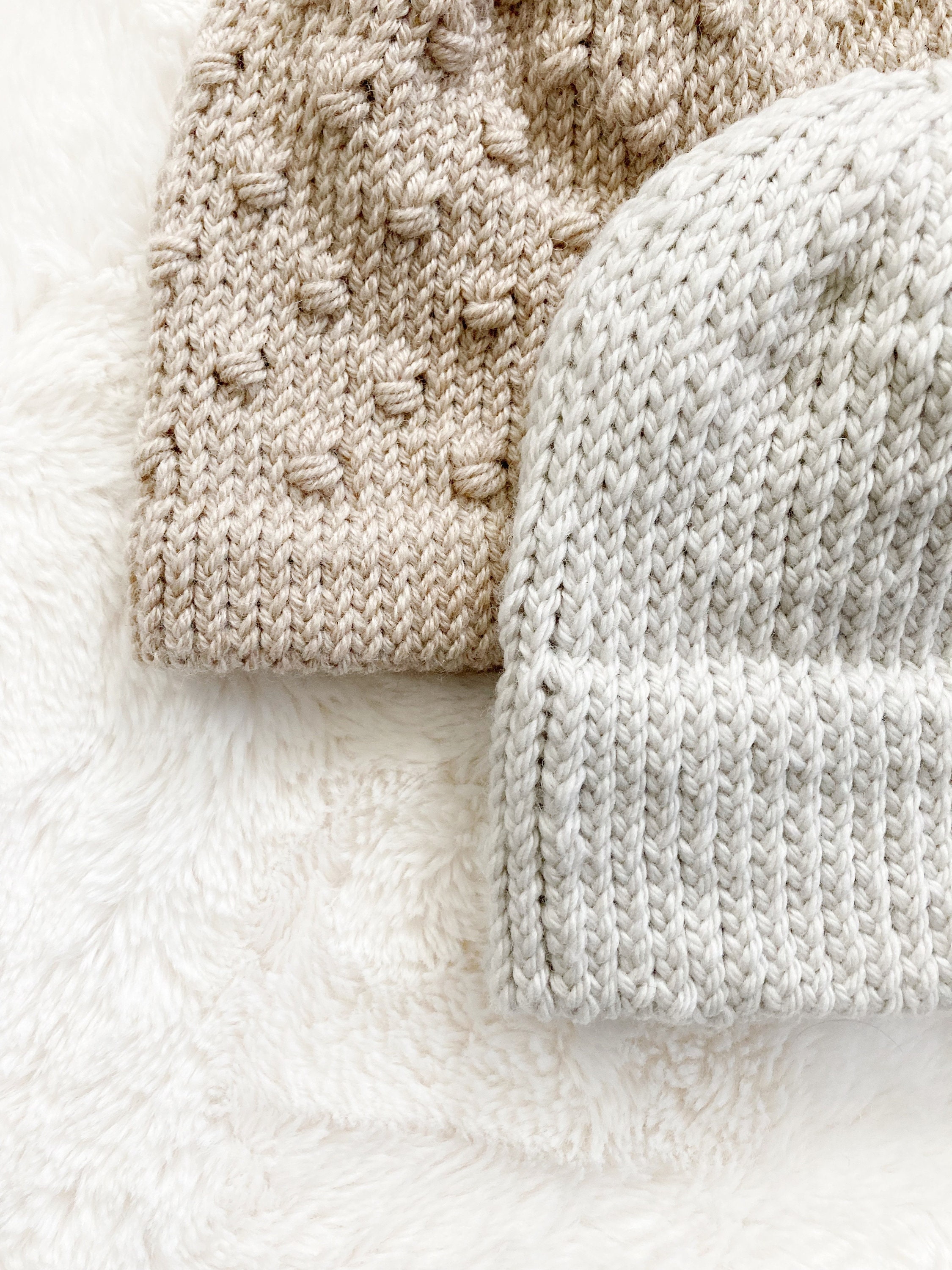 2 Knit Baby Beanie Patterns: Raine Londynn Hat Designs, Newborn 0-3 ...