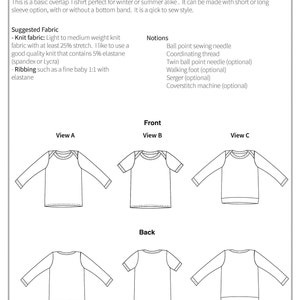 Overlap T-shirt PDF Pattern, Baby Top, Sewing Pattern, Sizes Preemie to ...