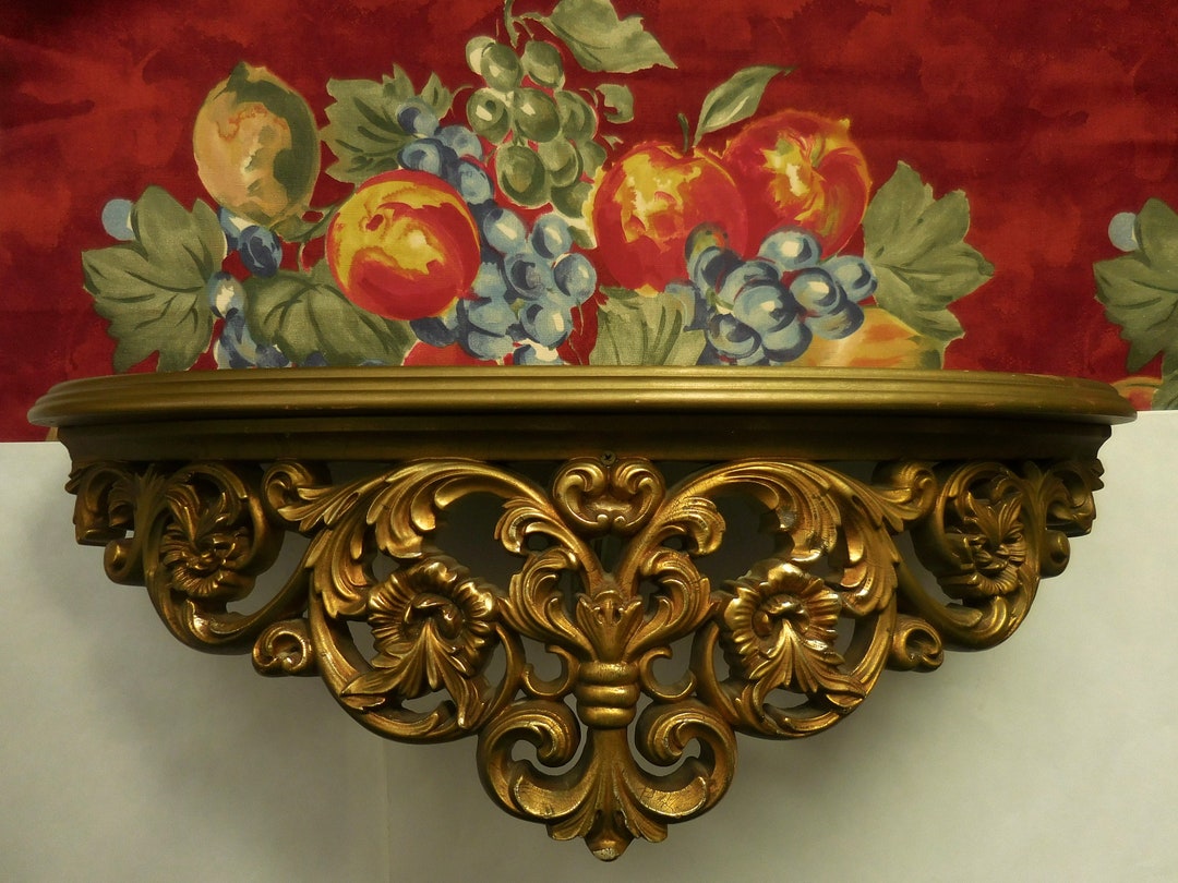 Syroco Homco Dart Console Wall Shelf, Burwood MCM Ornate Gold Wall ...